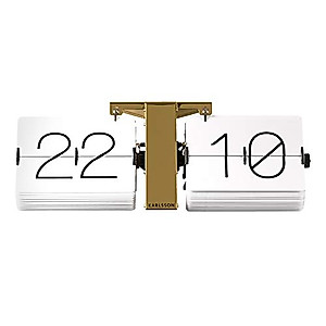 Karlsson Flip Clock No Case White, Brass Stand, Steel, 8.5 x 36 x 14 cm