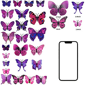 HAKDAY 3D Butterfly Wall Decor, 48 PCS 3D Butterfly Wall Stickers for Crafts Butterflies Party Decorations Birthday Room Decor