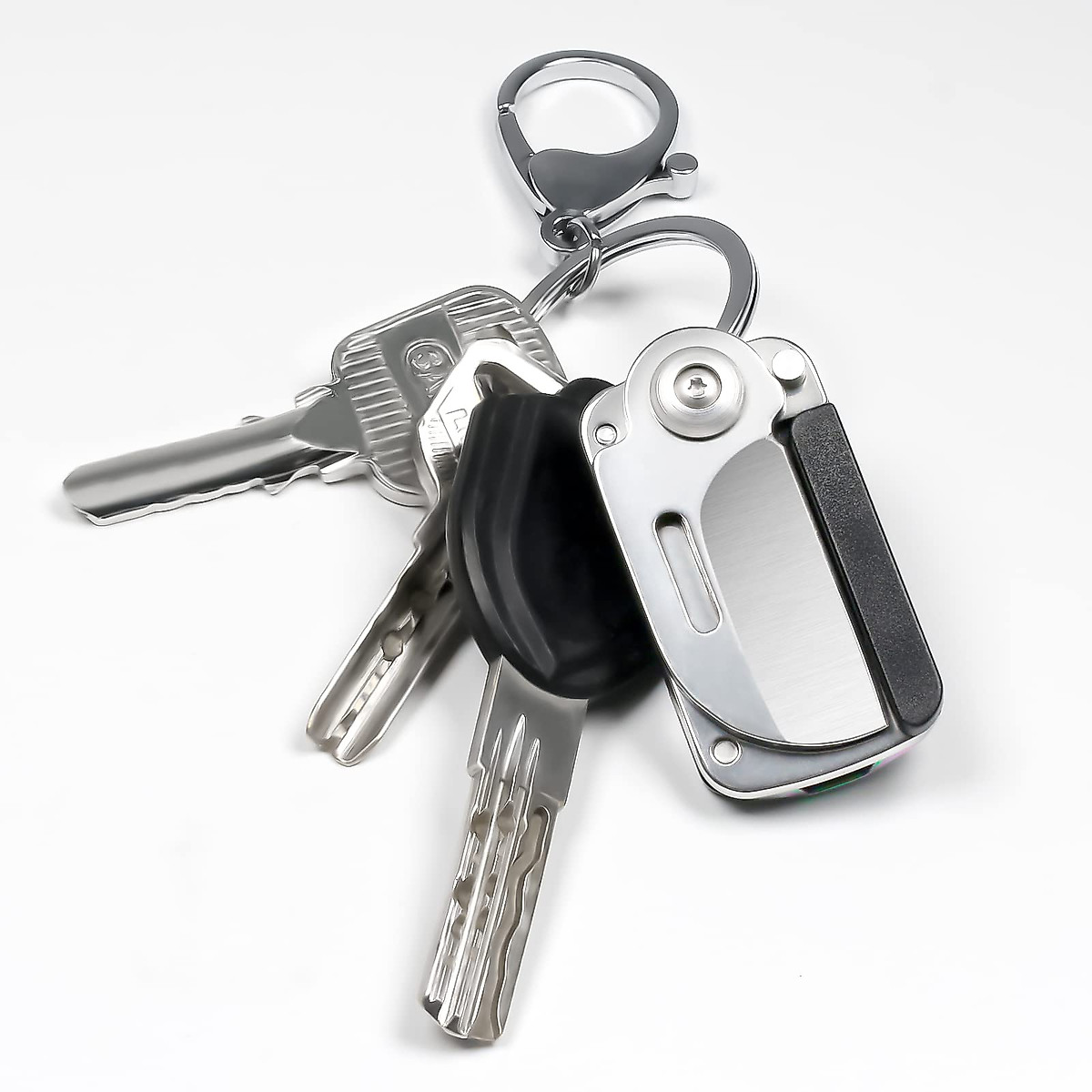 2 Pack Small Pocket Knife with Keychain, 1.2 Inch Blade, Barrysail Mini EDC Tool with Screwdriver Bits