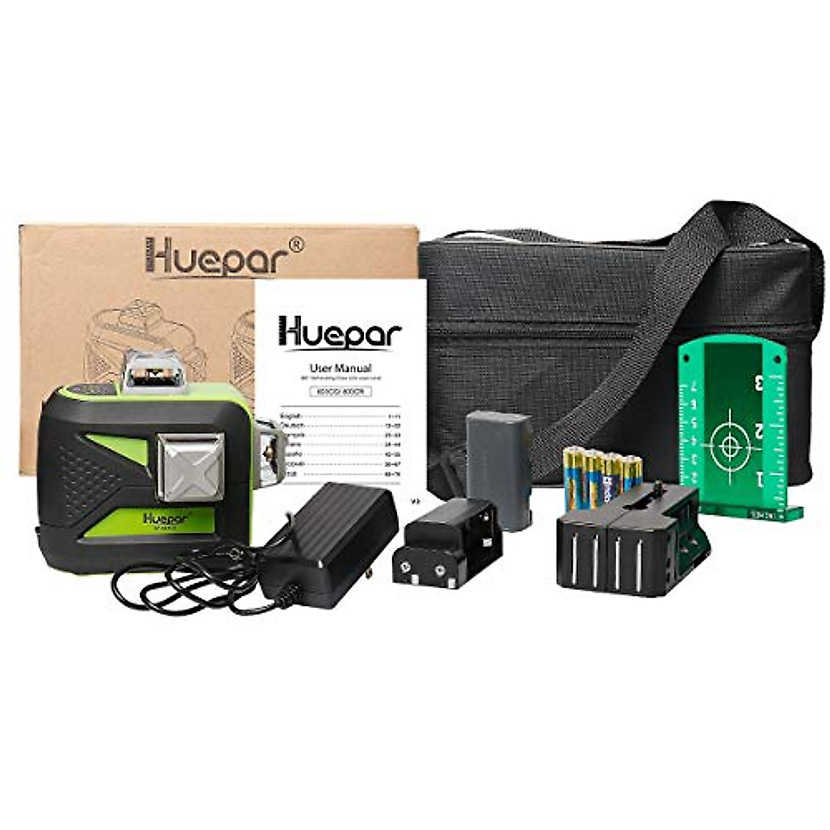 Huepar Green Beam Self-Leveling Laser Level 360 Cross Line Laser Level Tool 621CG-G