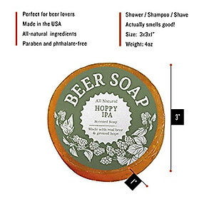 BEER SOAP 6-PACK - All Natural + Made in USA - Actually Smells Good! Perfect Craft Beer Gift Set for Beer Lovers, Guy Gift, Man Cave Gift, Drinking Gift