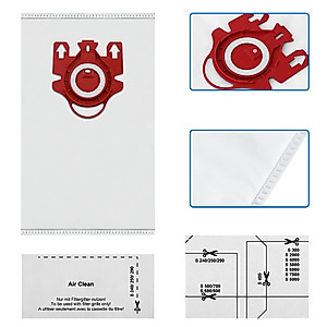 12 Pack FJM Vacuum Bags Compatible with Miele FJM Bags AirClean 3D Efficiency Vacuum Cleaner, Include 4 Pair Pre-Motor and Post-Motor Filters