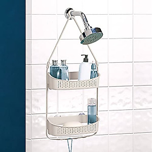 Bath Bliss 2 Way Convertible Bathroom Shower Caddy | Adjustable Mounting Arms | Loofah & Razor Hooks | Storage & Organization | Rust Resistant | Large and Small Bottles | Cashmere