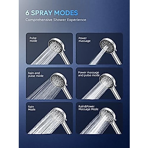 CRTBETLIF Modern 6-Setting Handheld Filtered Shower Head with 70-inch Hose, Chrome, Water Saving, Adjustable, Environmentally Friendly
