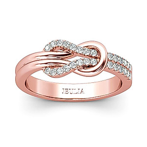Jeulia Knot Design Band Classic Rings for Women cz Sterling Silver Eternity Rings Wedding Engagement Anniversary Promise Rings Bridal Sets (Rose Gold, 7)