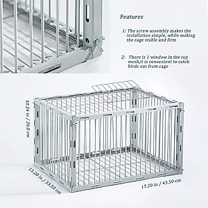 Pigeon Trap with Escape-Proof Design, Pigeon Cage with One-Way Entry, Ideal Pigeon Coop, Chicken and Bird Trap Cage, Portable & Easy Assembly, Unharmful Made of High-Strength Iron and Anti-Rust Paint