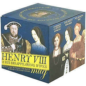 Henry VIII Disappearing Coffee Mug - Add Hot Water and Watch Henry's Wives Disappear - Comes in a Fun Gift Box - by The Unemployed Philosophers Guild, 10Fl oz