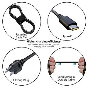 45Watt USB Type C AC Laptop Adapter Fit for Lenovo Chromebook C330 300e 100e 500e N23 Yoga, ThinkPad T480 T480s T580 Chromebook 2nd Gen MTK AST Type-C 20V 2.25A Laptop Power Charger (45W)