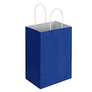 50 Pack 5.25x3.25x8.25 inch Small Paper Bags with Handles Bulk, Oikss Kraft Bags Birthday Wedding Party Favors Grocery Retail Shopping Business Goody Craft Gift Bags Cub Sacks (Royal Blue 50PCS Count)