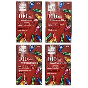 Home Accents Holiday 20 ft. 100-Lights String-to-String Incandescent Lights Mini Bulb Multi Color (4 Pack)
