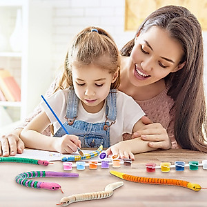 Gejoy 12 Inch Wooden Snakes Unfinished Wooden Wiggly Jointed Flexible Wood Snake to Paint Blank Canvas Animal Model Crafts for Arts and Crafts Halloween Birthday Party Supplies(15 Pieces)