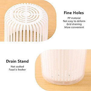 Vegetable Storage Box, Refrigerator Food Fresh Box with Drain Basket, Double Layer Vegetables Sealed Keeper for Chopped Green Onion, Ginger, Garlic, Vegetables and Fruits (2PCS)