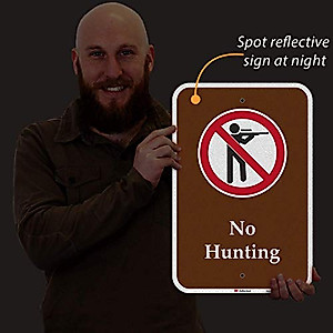 SmartSign "No Hunting" Campground Sign | 12" x 18" 3M Engineer Grade Reflective Aluminum