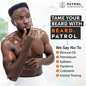 Beard Patrol Men's Beards & Mustaches Balm - Grooming Treatment with Argan Oil, Shea Butter, & Cocoa Butter Strengthens & Softens - Lemongrass Scent Leave-in Conditioner Wax - Pack of 1