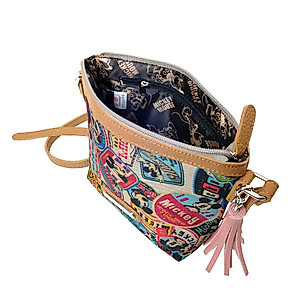 A138.Disney Mickey Mouse Women Vintage Shoulder Cross Body Bag Handbag (Beige)