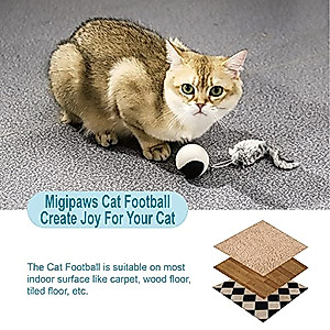 Migipaws Cat Toys, Automatic Moving Ball Bundle Classic Mice + Feather Kitten Toys in Pack. DIY N in 1 Pets Smart Electric Teaser, USB Rechargeable (White)