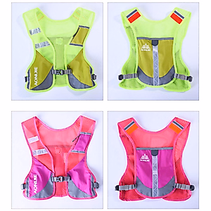 AONIJIE Men Women Ultralight Running Vest Pack Reflective Breathable Hydration Backpack for Hiking Camping Marathon Cycling Race (Green- with 2 pcs 250ml Bottles)