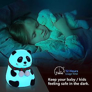 GoLine Panda Gifts for Girls Boys Babies Toddlers, Cute Nursery Decor Silicone Panda Bear Night Light for Bedroom with 7 Color Change LED Lamp.