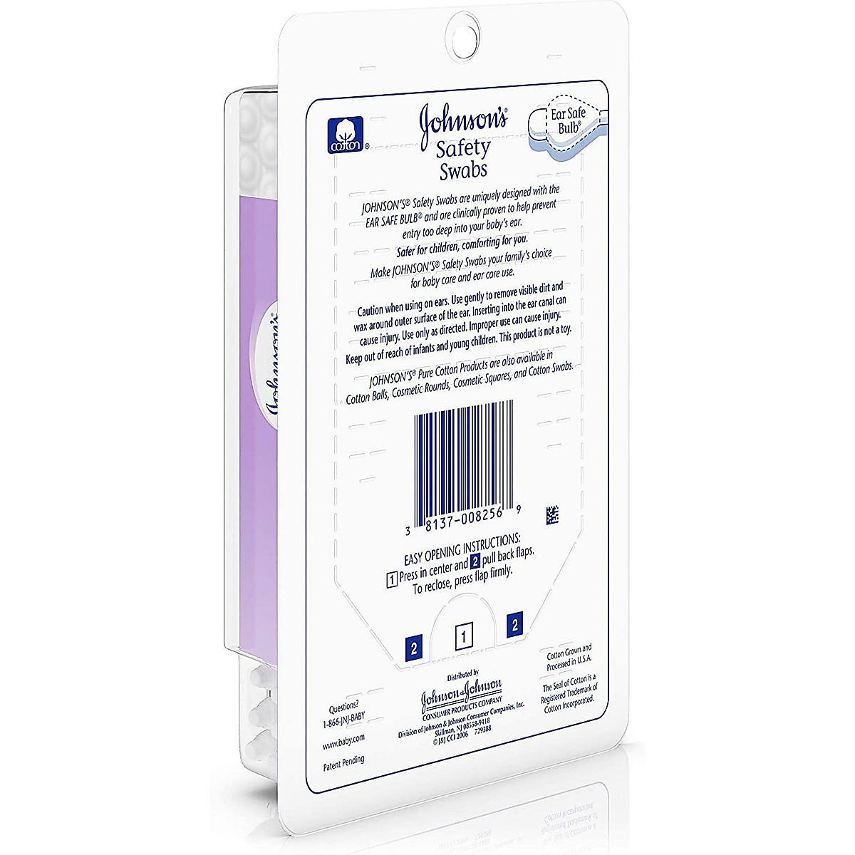 Johnson's 008256OurBundle Non-Chlorine Bleached Safety Ear Swabs for Babies and Children, 55 ct ( Pack of 2)