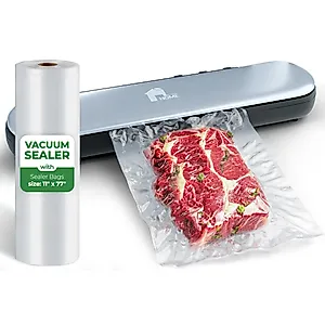 EconoHome Cordless Food Vacuum Sealer Machine - Rechargeable & Portable Sous Vide Vacuum Sealer with Built-In Cutter - Seals in 10 Seconds - 11.8" Width with 3 Sealing Modes & 1 Bag Roll 77" x 11"