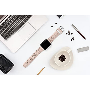 GreeSafety Engraved Sport Strap Compatible with Apple Watch Bands 38mm 40mm 41mm, Women Man Girl Cute Soft Silicone Wristband Replacement Series 7 6 5 4 3 2 1 SE (Pink Sand, 38/40/41mm)