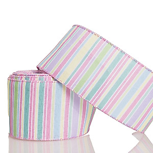 ATRBB Easter Wired Ribbon,2 1/2 Inch by 10 Yards Easter Egg Bunny Carrots Ribbon for Gift Wrapping,Wreath and Party Decoration