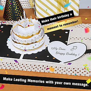 Birthday Card LIGHTS & MUSIC Birthday Card with Large Cake - Musical Birthday Card BLOW OUT CANDLE & Plays Happy Birthday Song, 3D Pop-Up Birthday Cards for Men & Women, Him or Her, Wife or Husband