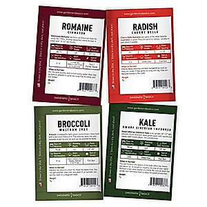 Gardeners Basics, Winter Fall Vegetable Seeds for Planting 8 Varieties Sugar Snap Pea, Carrot, Beet, Radish, Lettuce, Broccoli, Kale, Cabbage Seed Fall Vegetable Seeds Packs