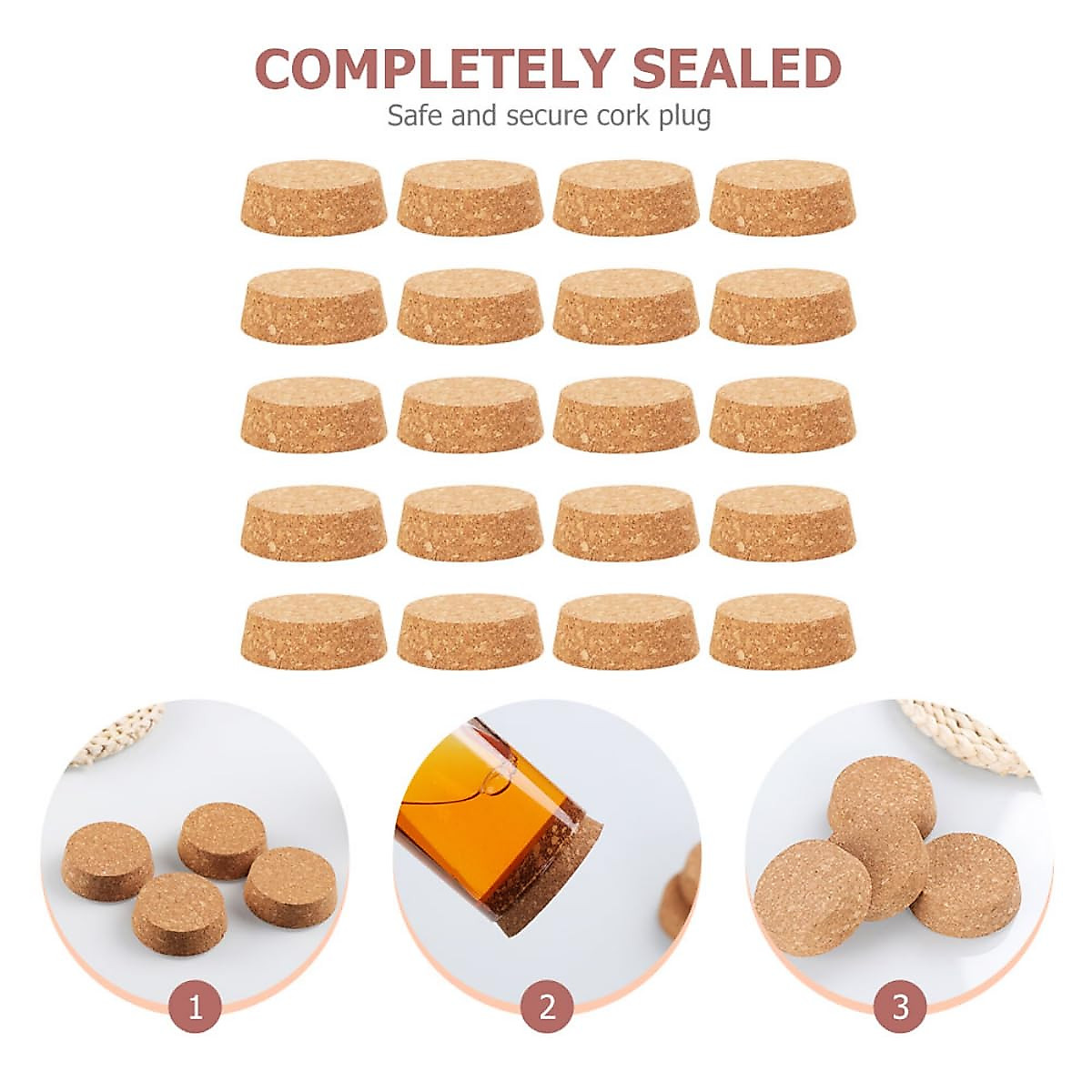 24 Pack Small Cork Lids for Jars - Wood Cork Lids for Canning, DIY Gifts, Wedding Favors - Kitchen Essential for Sealing Canning Jars