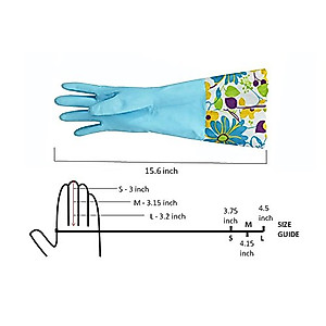 Finnhomy 31229 Household Gloves Latex free cleaning Gloves with soft fiber lining extra long cuff 15" and Vinyl Textured Grip 2 Pair Large