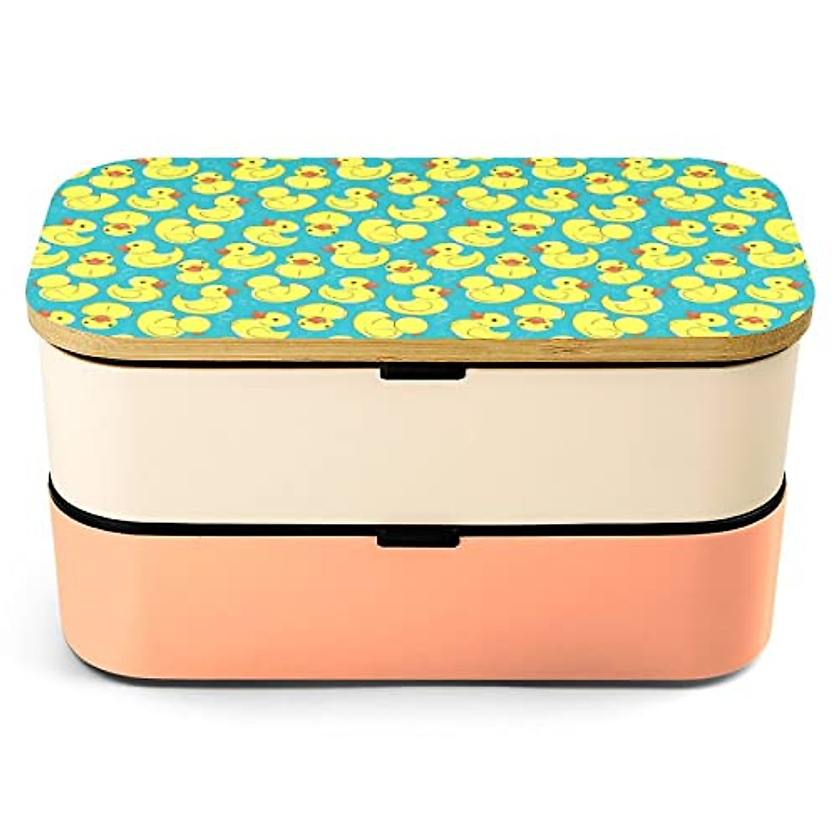 Yellow Rubber Duck and Bubbles Bento Lunch Box Leak-Proof Bento Box Food Containers with 2 Compartments for Offce Work Picnic Yellow-Style