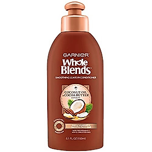 Garnier Whole Blends Sustainably Sourced Coconut Oil and Cocoa Butter Leave in Conditioner Treatment to Smooth and Control Frizzy Hair, 5.1 Fl Oz