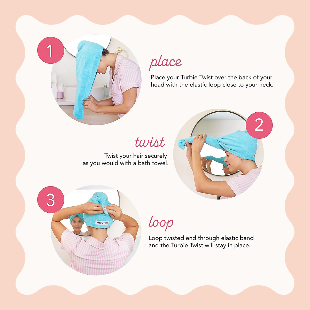 Turbie Twist 2-Pack Microfiber Hair Towel for Beauty, Travel, Gifting - Hair Wrap Turban for Straight, Wavy & Curly Hair - Premium Hair Care - Grey & Blue