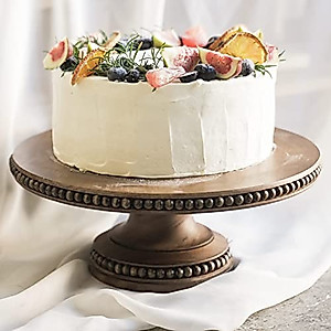 SMAAFIT 12 Inch Solid Cedar Wood Mud Pie Cake Stand for Wedding Decorative Display Serving Platter for Pastries Muffins Dessert Detachable Decorative Kitchen Server and Display(Brown)