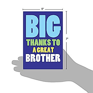 NobleWorks - 1 Thank You Card for Brother - Gratitude and Thanks for Sibling, Stationery Greeting - Great Brother C3238BXG