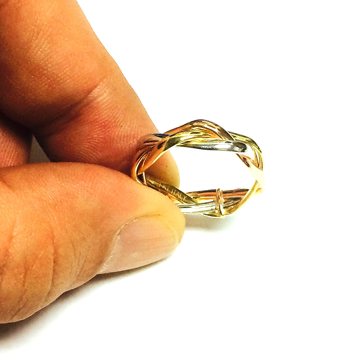 Jewelry Affairs 14K Tri-Color Gold Intertwined Braided Ring, 5mm, Size 7