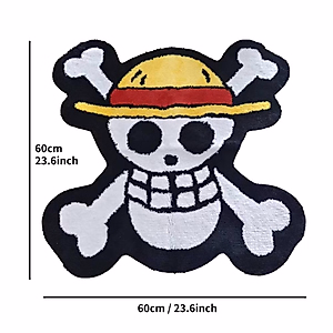 Cartoon Skull Design Rug, Soft Tufted Fluffy Carpet, Kawaii Irregular Fluffy Shaggy Floor Mat, Living Room Bedroom Lounge Home Decorative Rug, Thick Absorbent Bathroom Rug Doormat (23.6x23.6 inches)