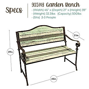 BACKYARD EXPRESSIONS PATIO · HOME · GARDEN 905148 Park Bench, Cream, Brown, Teal