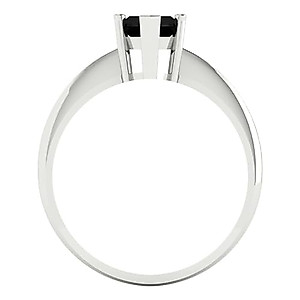 1.50 ct Marquise Cut Solitaire Natural Black Onyx Engagement Bridal Promise Anniversary Ring 18K White Gold Size 3.75