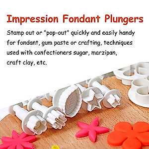 M MOACC Cake Tools 36 Piece Fondant Cake Cookie Plunger Sugarcraft Flower Leaf Butterfly Heart Shape Decorating Mold DIY Icing Plunger Tools
