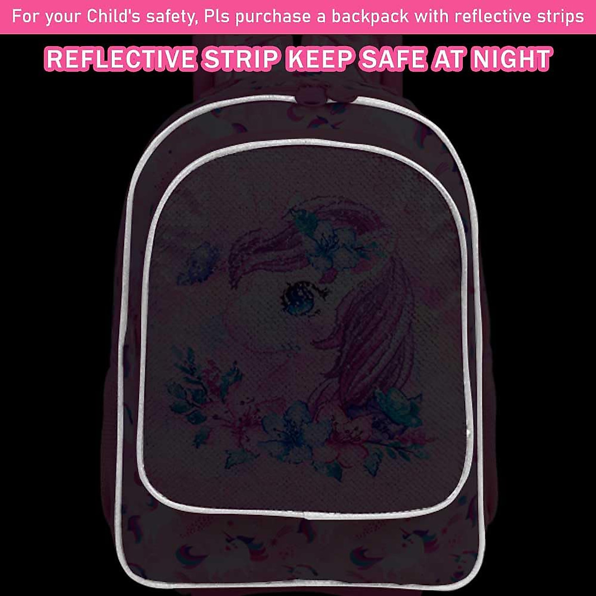 KLFVB Rolling Backpack for Girls, Kids Roller Wheels School Bookbag with Lunch Bag, Wheeled School Bag for Children - Unicorn