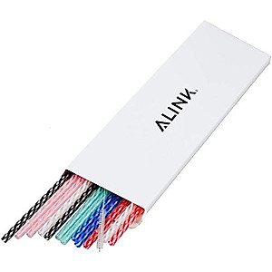 ALINK 10.5" Long Reusable Hard Plastic Straws, Tumblers Replacement Drinking Straws for 32 oz & 20 oz Yeti, RTIC, Mason Jar, Tervis Tumblers, Set of 12 with Cleaning Brush