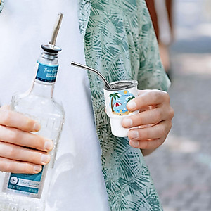 YOUKE OLA 16 Pack Sublimation Shot Glasses Tumblers Blanks Mini Wine Tumbler with Lid and Straw Stainless Steel Tumblers Cups Bulk for Sublimation Oven Printing, 3oz White