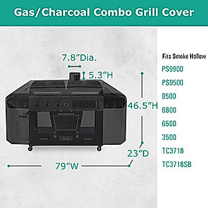 SunPatio Outdoor Heavy Duty Waterproof Grill Cover Compatible for Smoke Hollow Pit Boss Gas/Charcoal Grill and More, UV Resistant Barbecue 79 Inch Cover with Sealed Seam, All Weather Protection, Black