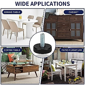 COIDEA 1/4" Thread Furniture Feet Levelers, 12 PCS Adjustable Furniture Feet Threaded Screw in, Leveling Feet Screw On Furniture Glide Leveling for Table, Cabinets, Chairs, Stool Legs(1/4"-20)