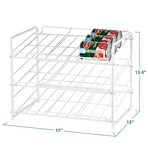 Auledio Stackable Can Rack Organizer For Kitchen Cabinet, Pantry Organization And Storage Dispenser, Holds 36 Soda Cans Or Canned Food, Metal White (White)
