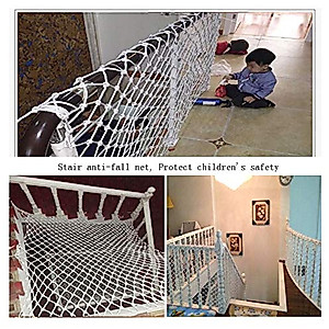 banister guard net Child Safety Net, White Soccer Net, Interior Decoration Net Outdoor Protection Partition Fence, Cargo Net, Cat Net Used for Balcony Railing Banister Stairs Playground Climbing