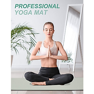 Yoga Mat with Strap, 1/3 Inch Extra Thick Yoga Mat Double-sided Non Slip, Professional TPE Yoga Mats for Women Men, Workout Mat for Yoga, Pilates and Floor Exercises