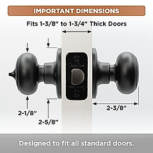 Copper Creek CK2030BC Colonial Door Knob, Privacy Function, 1 Pack, in Black