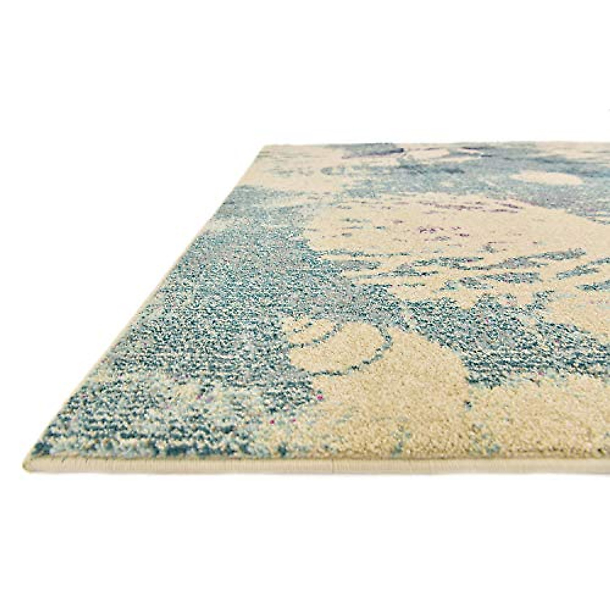 Unique Loom Positano Collection Coastal Modern Coral Lobster Shells Light Blue Area Rug (5' x 8')